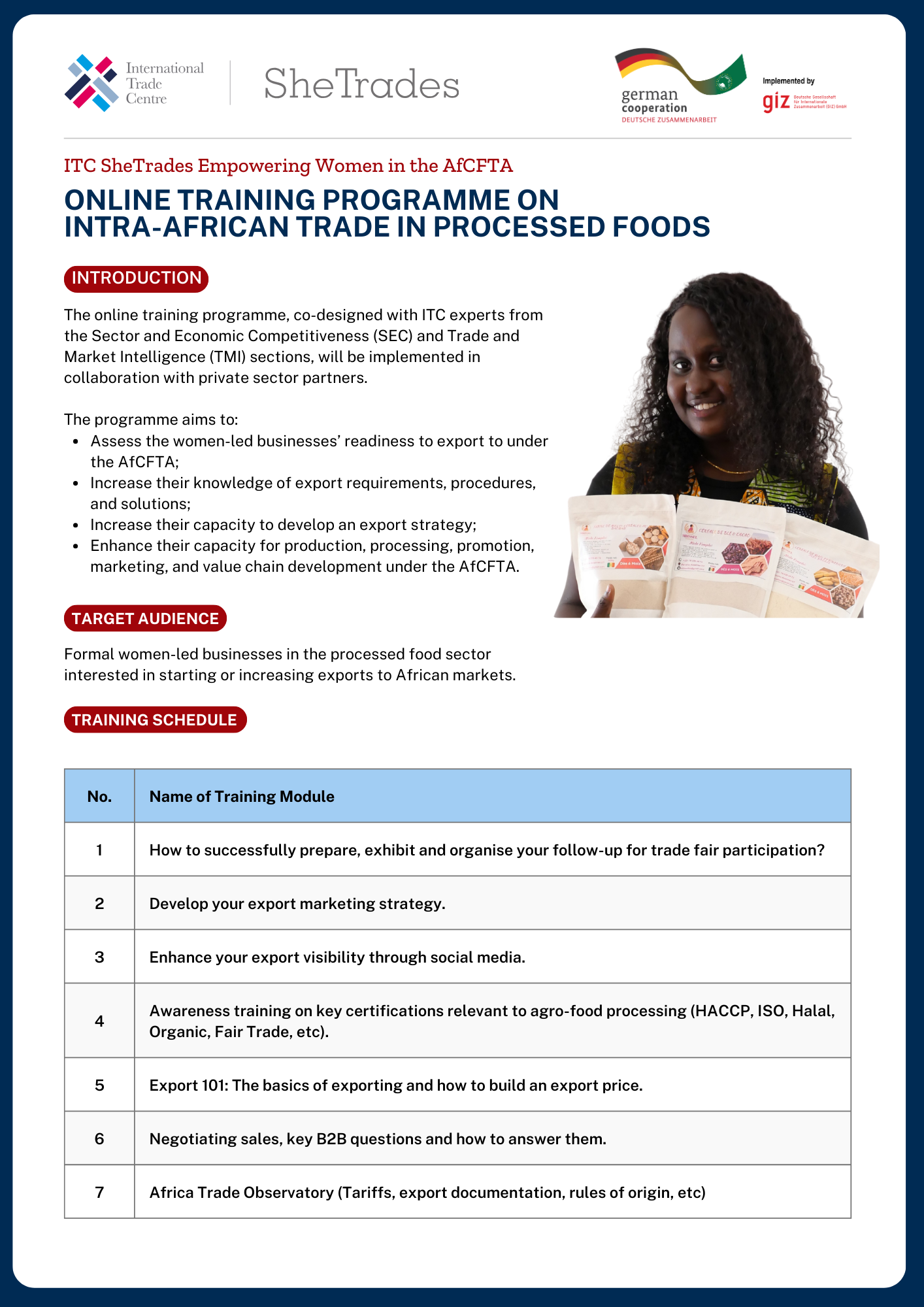 Online training programme on Intra-African Trade in processed foods ...